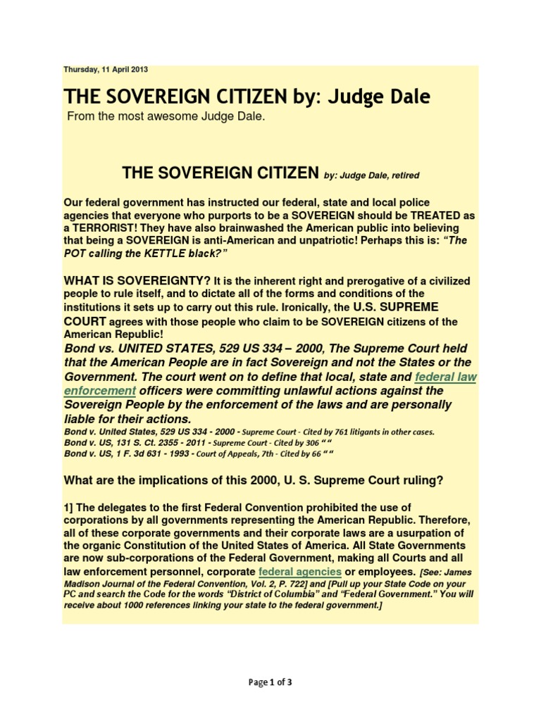 Understanding Sovereign Citizenship | PDF | Federal Government Of The ...