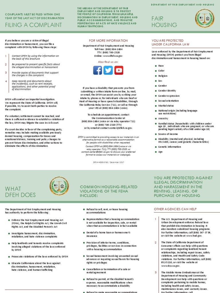 Fair Housing Filing A Complaint: You Are Protected Under California Law ...