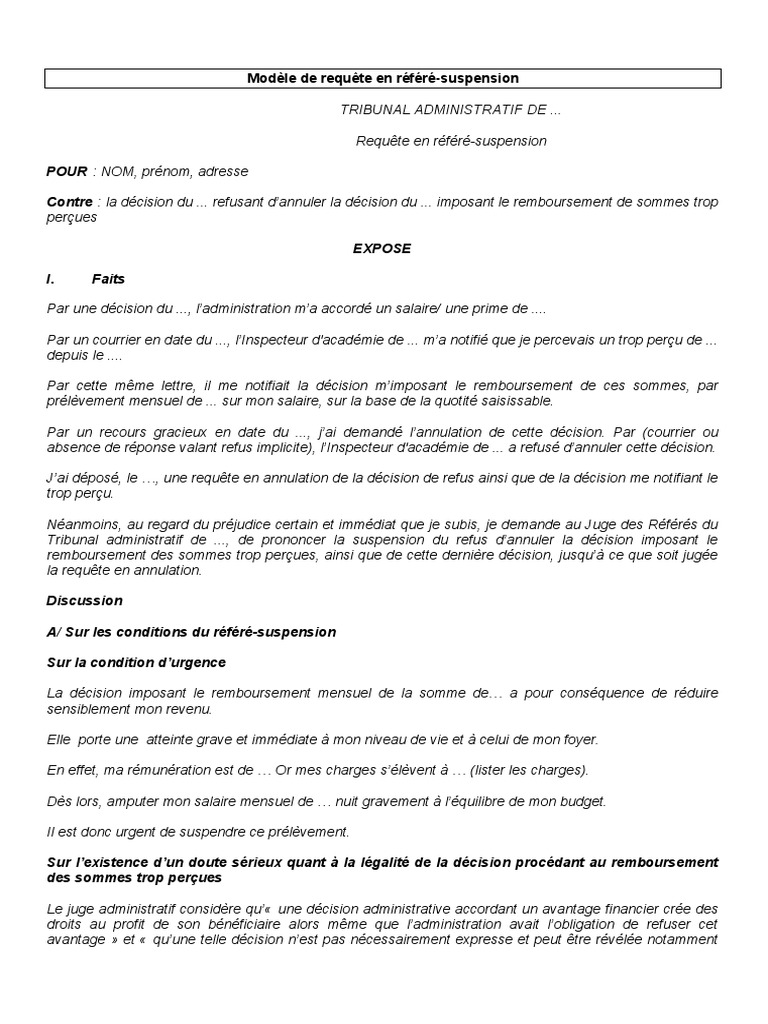 Modele de Requete en Refere | PDF | Gouvernement | Justice