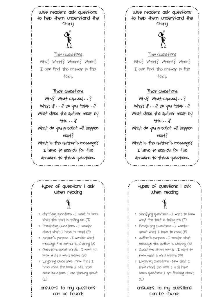 Questioning Bookmark | PDF | Language Arts & Discipline