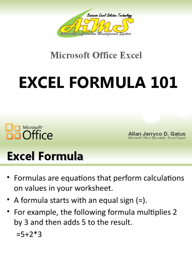 Excel Formula 101 | PDF | Microsoft Excel | Multiplication
