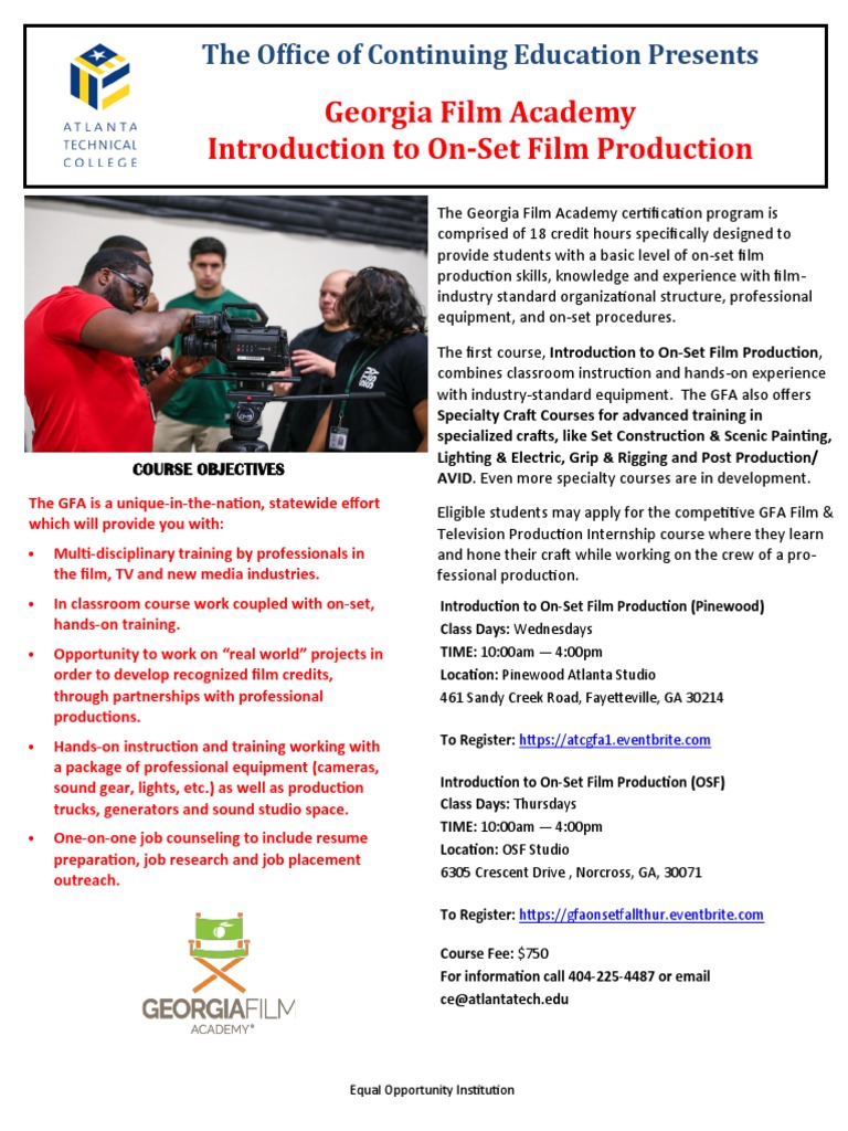 Georgia Film Academy Introduction To On Set Film Production 9.28.20 ...