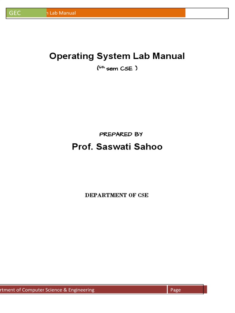 Operating System Lab Manual: ( Sem CSE) | Download Free PDF | Control Flow | Computer File