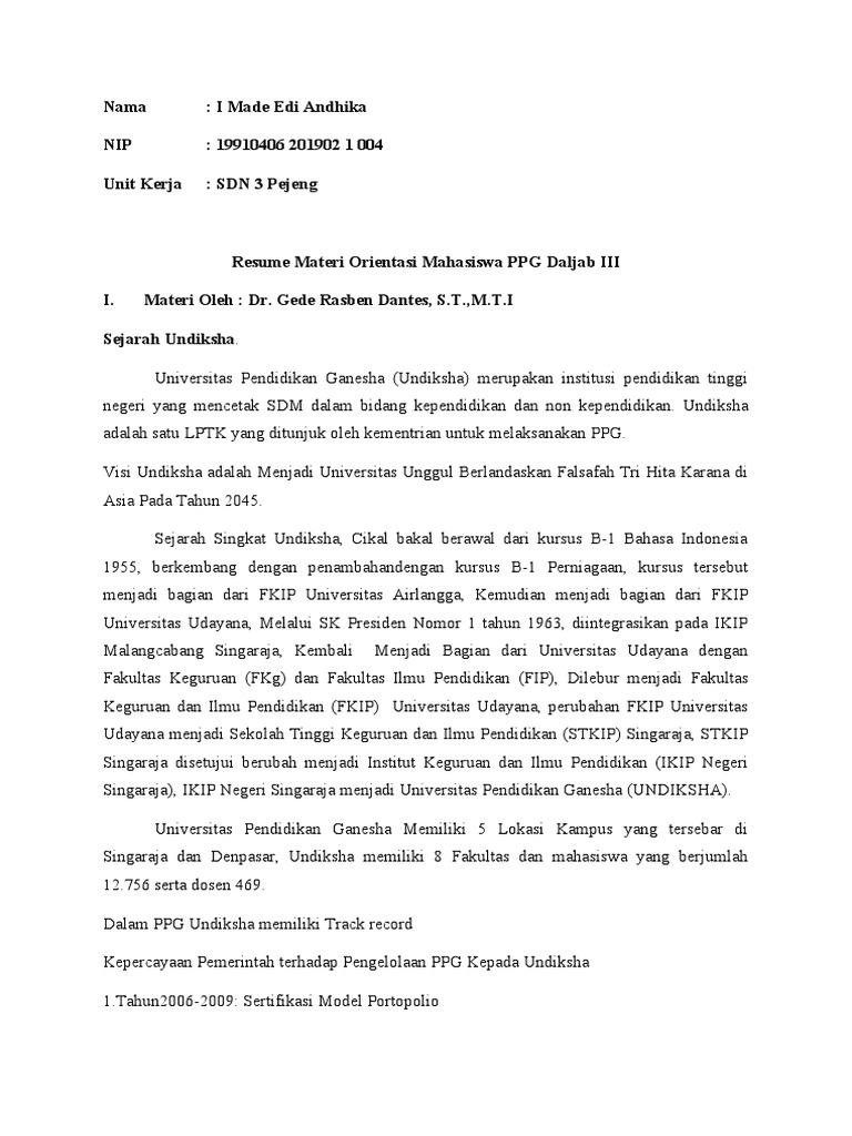 Resume Orientasi Mahasiswa PPG Daljab 3 | PDF | Kesehatan Holistik