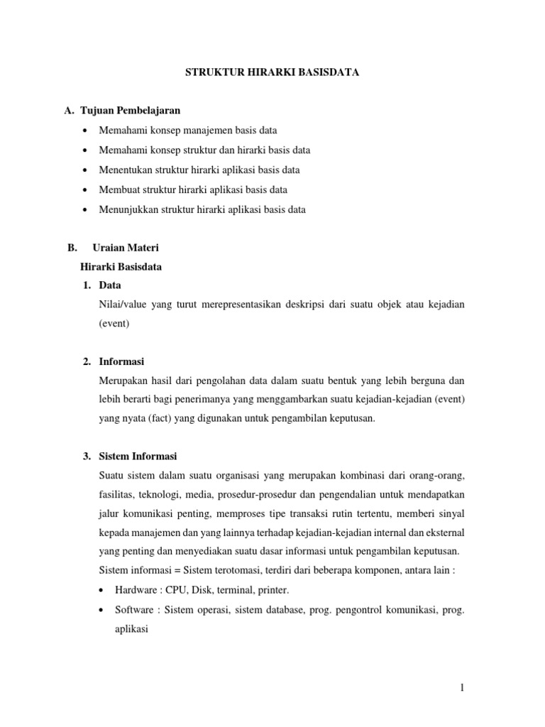 Struktur Hirarki Basis Data | PDF