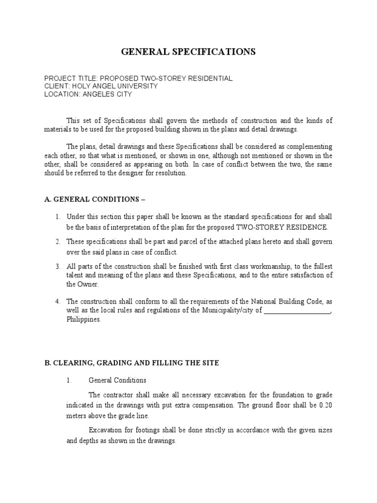 General Specification | PDF | Concrete | Electrical Wiring