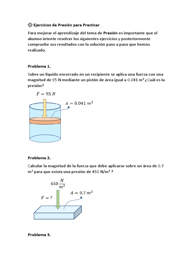 Presión Atmosférica. Ejercicios para Practicar. | PDF