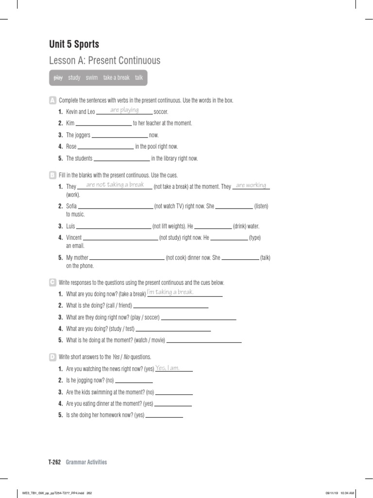 World English 3e Level 1 Grammar Activities Unit 5 Lesson A | PDF