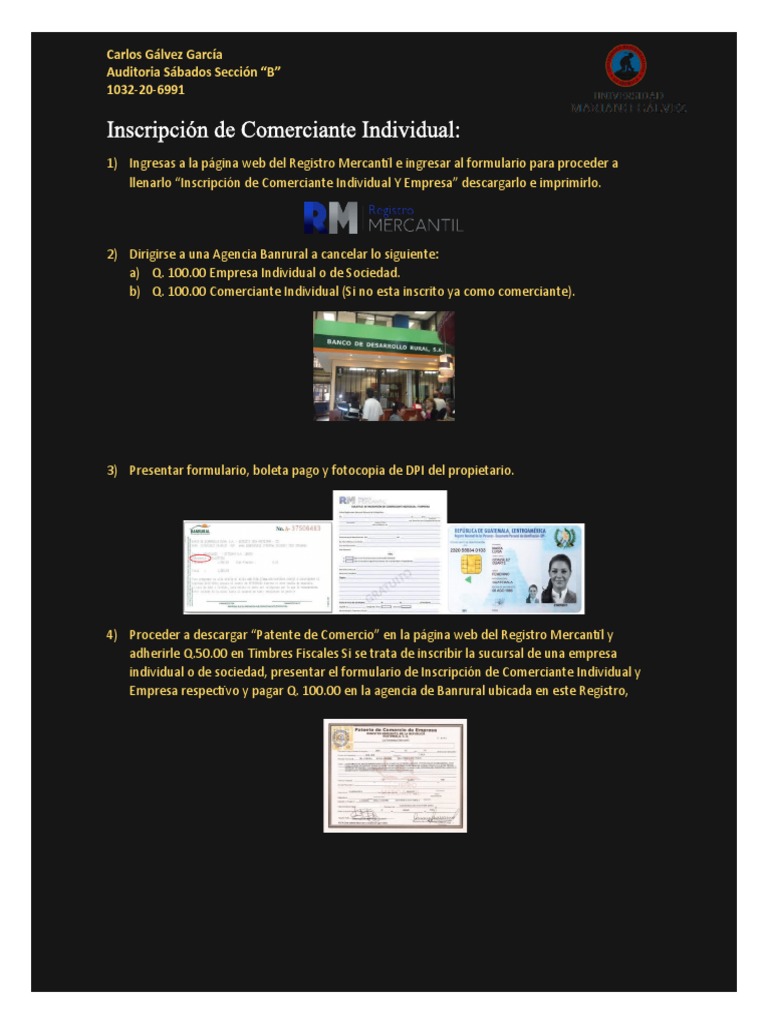 Inscripción de Comerciante Individual | PDF