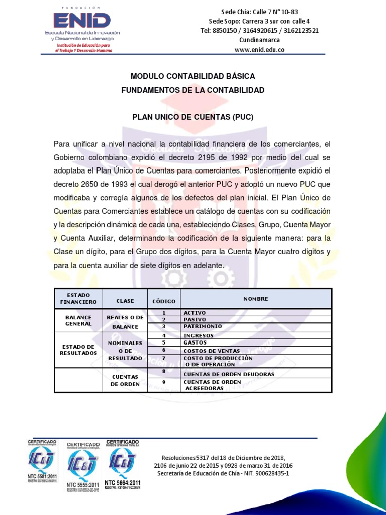 Guia #22 Plan Unico de Cuentas | PDF | Contabilidad | Bienes (Ley)