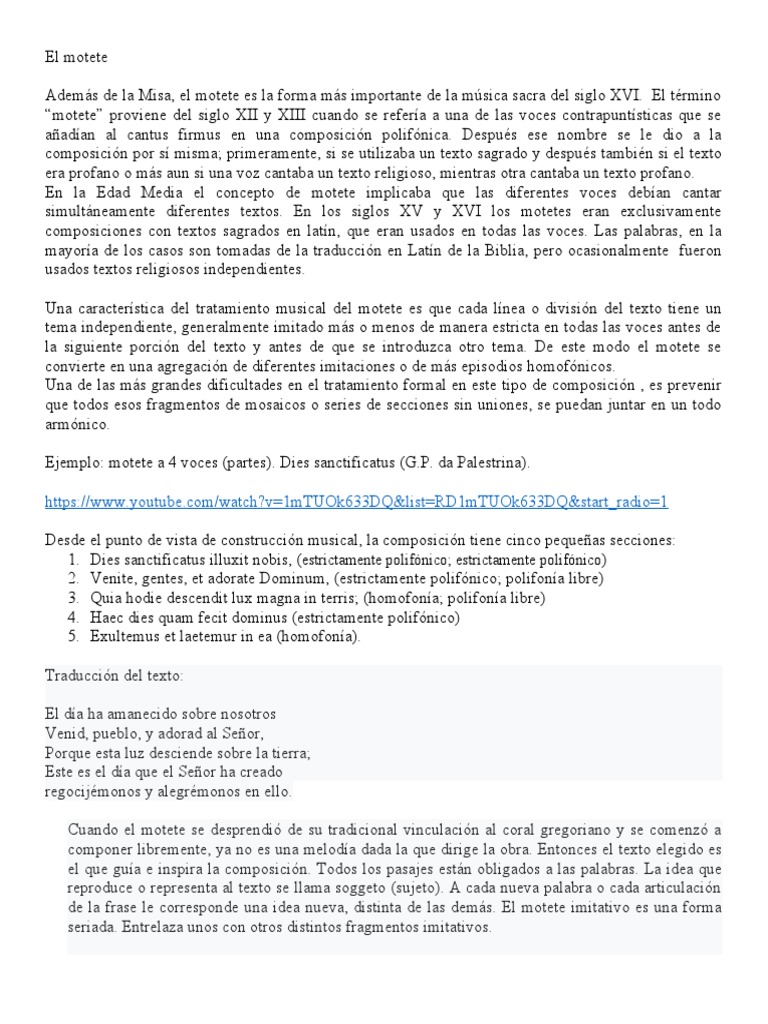 El Motete-Definiciones | PDF | Composiciones Musicales | Las artes ...
