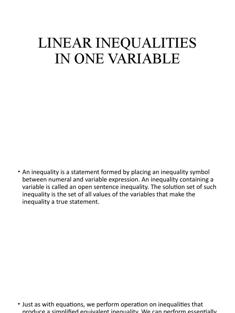 Linear Inequalities Guide | PDF | Language Arts & Discipline