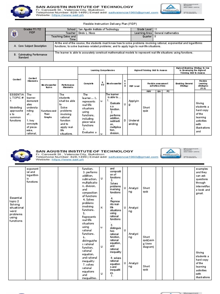 Fidp General Mathematics | PDF | Exponentiation | Function (Mathematics)