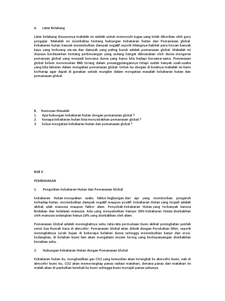 Pemanasan Global Dan Peranan Hutan Pdf Sains And Matematika