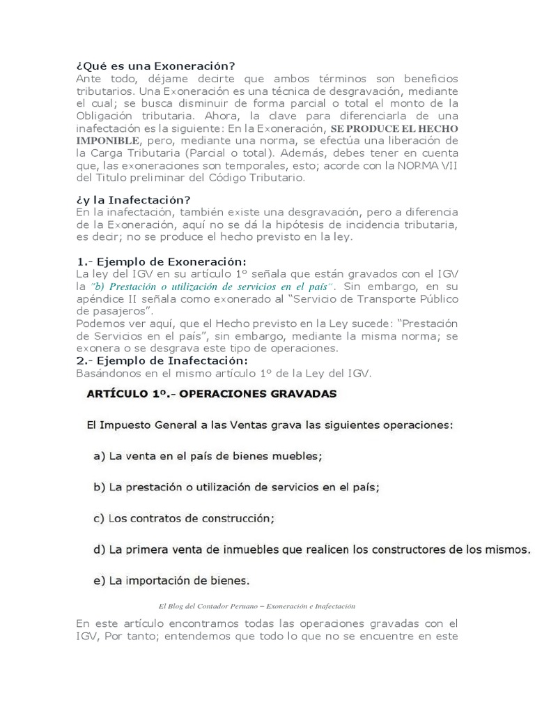 Qué Es Una Exoneración e Inaf | PDF