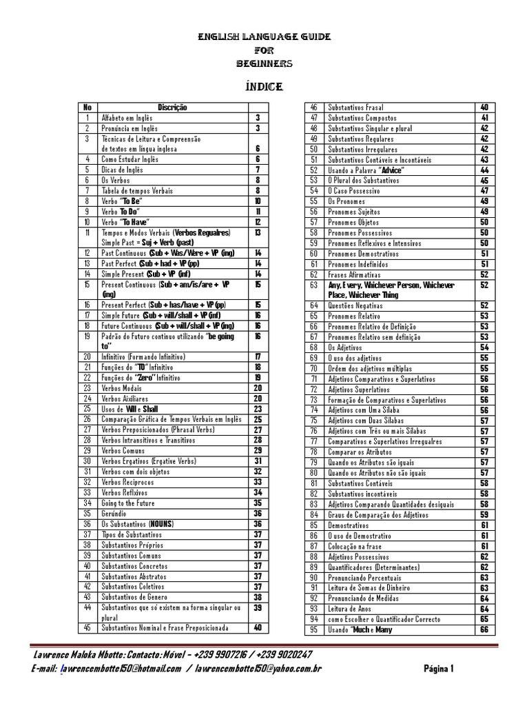English Language Guide For Beginners | PDF | Traduções | Pronome