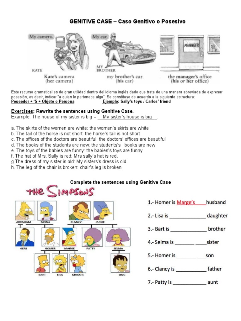 GENITIVE CASE - Caso Genitivo o Posesivo | PDF