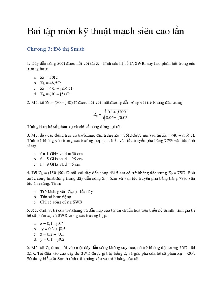 Bai Tap Mon Ky Thuat Mach Sieu Cao Tan - Ch3 | PDF
