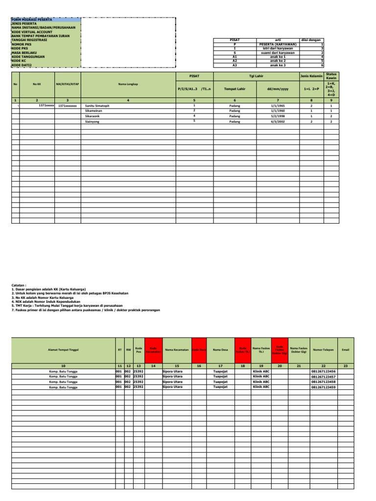 Format Pengisian Data Peserta Untuk BU | PDF