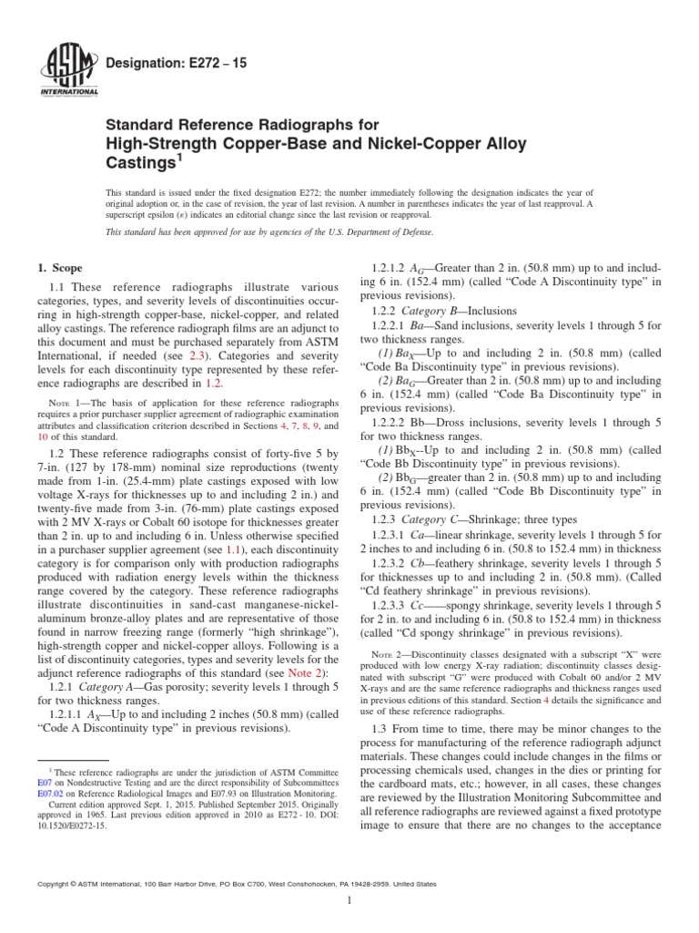 High-Strength Copper-Base and Nickel-Copper Alloy Castings: Standard ...