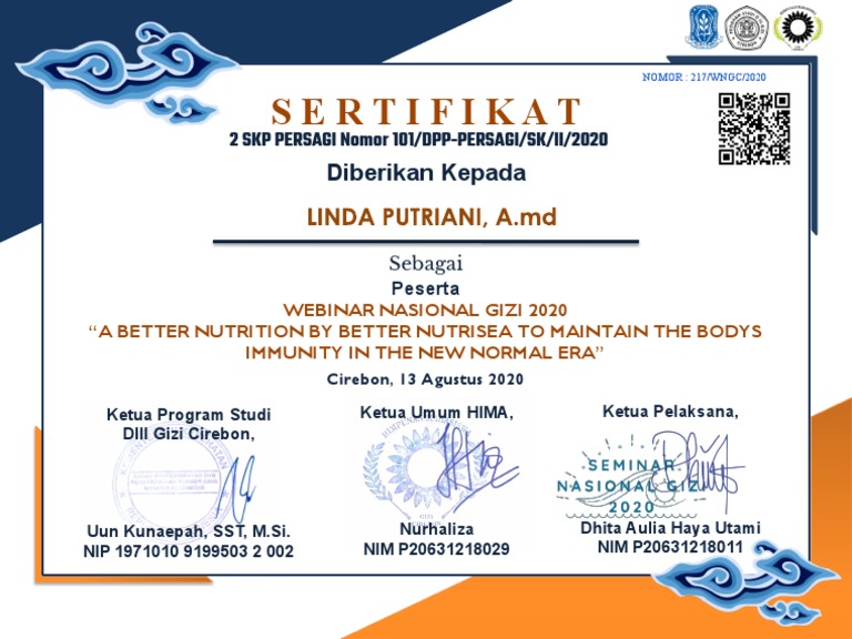 Sertifikat WNGC Linda Putriani, A.md | PDF