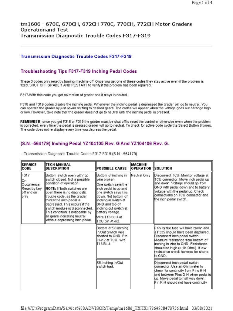 Transmission Diagnostic Trouble Codes F317-F319 | PDF | Switch | Electrical Resistance And ...