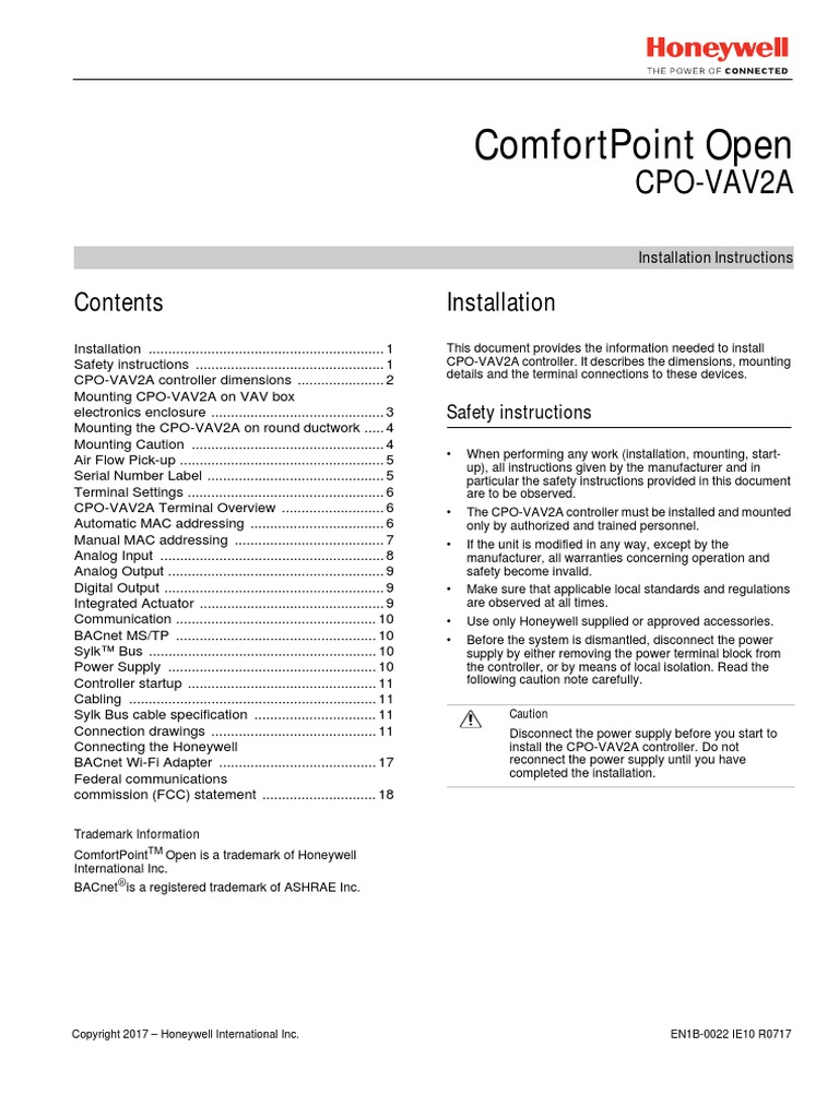 CPO-VAV2A Installation | PDF | Screw | Duct (Flow)