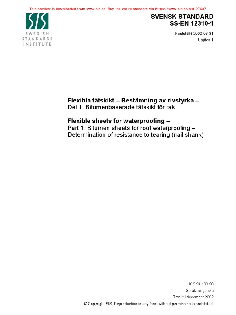 En 12310-1 Tearing | PDF