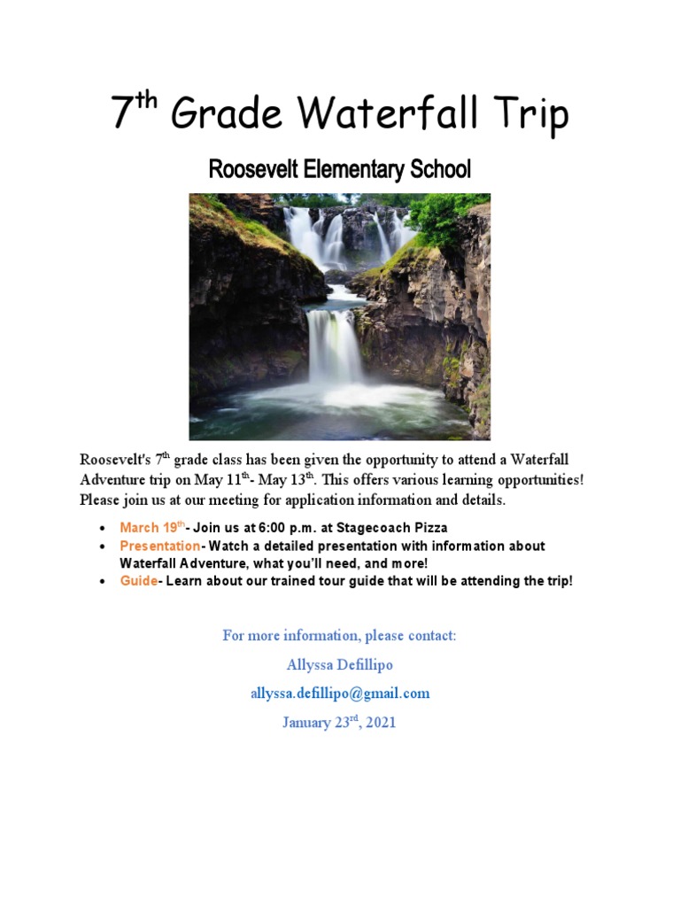School Activity Flyer - Waterfall Trip Edu 1 1 | PDF