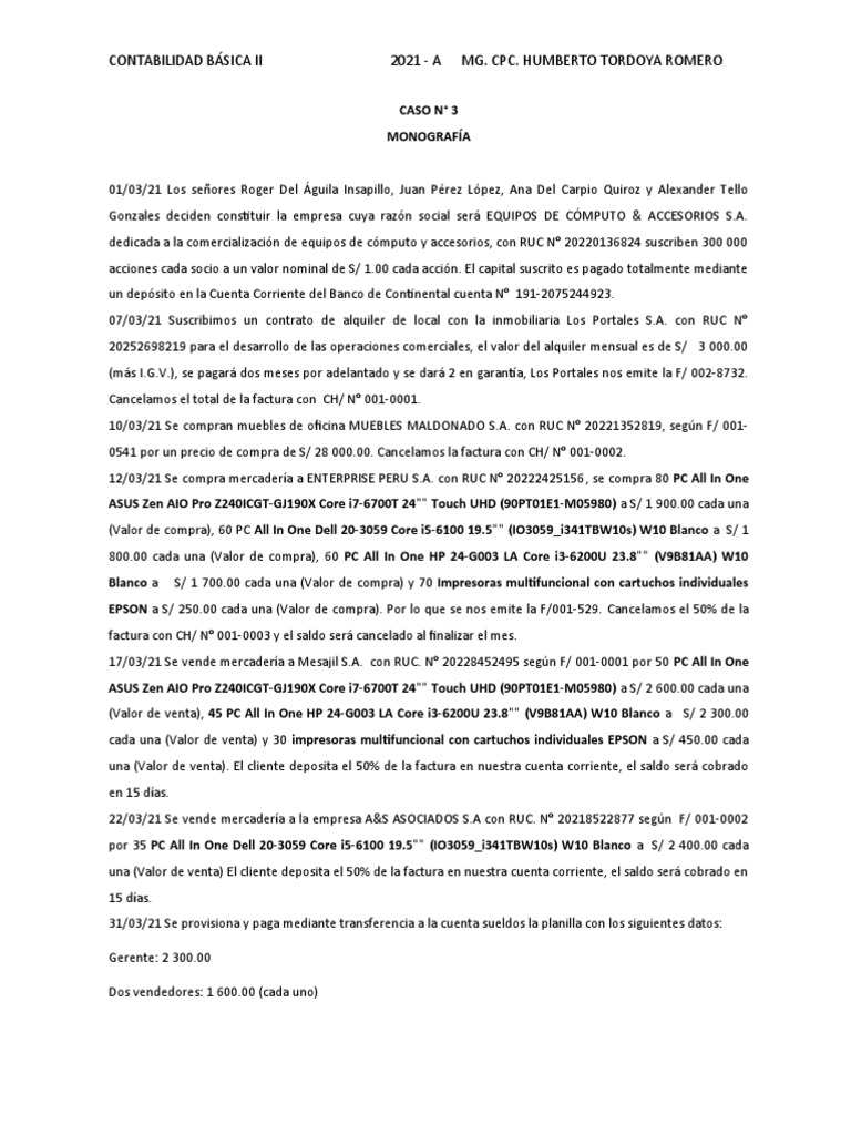 Enunciado Caso #3 | PDF | Business