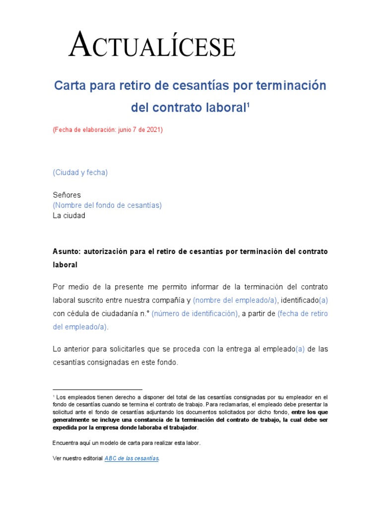 Carta Cesantias | PDF