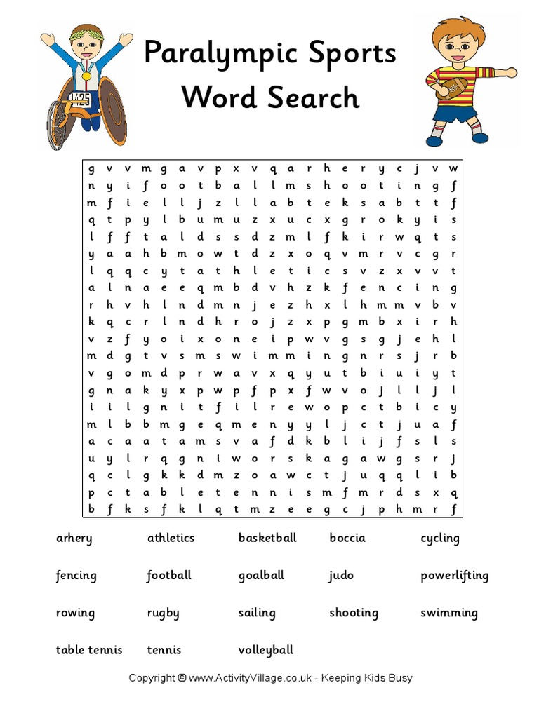 Paralympic Sports Word Search | PDF