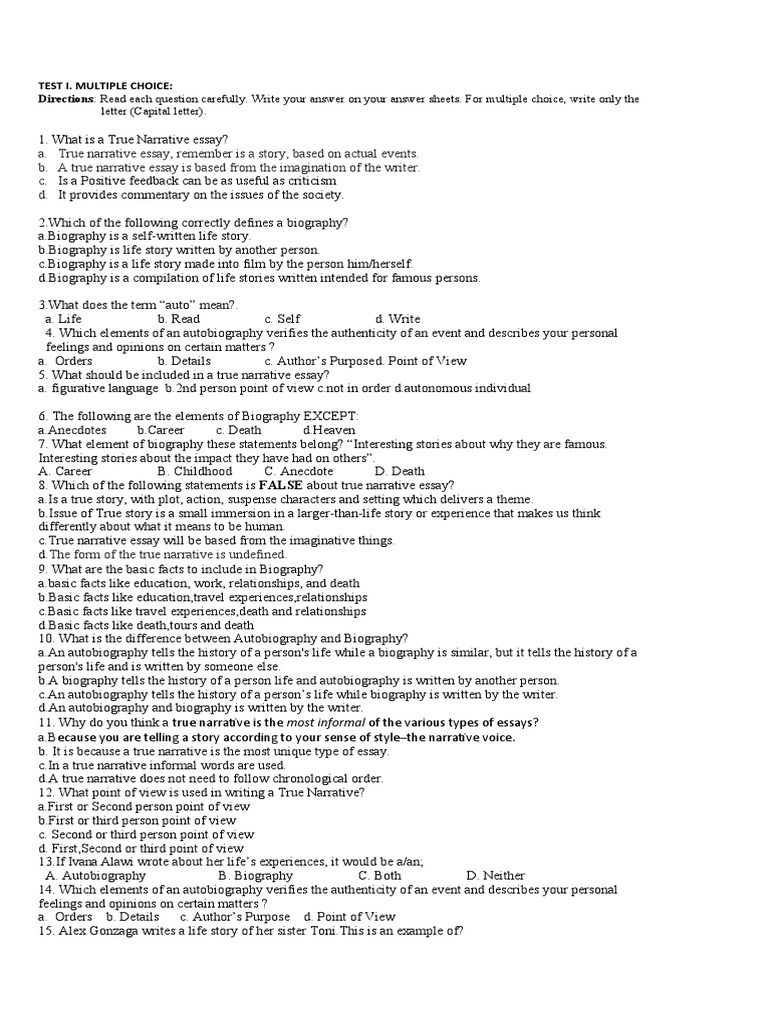 Cnf-Unit Test | PDF | Narrative | Essays