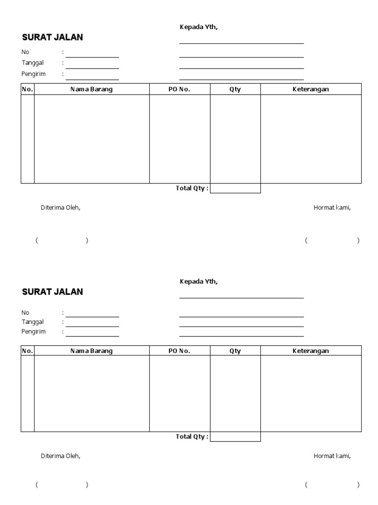 Form Surat Jalan Manual | PDF
