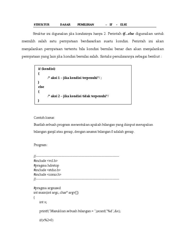 Struktur Pemilihan - IF - ELSE | PDF