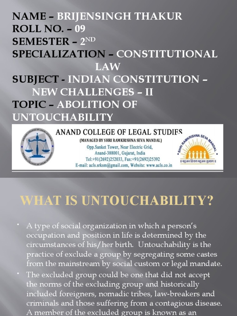 Abolition of Untouchability | PDF | Dalit | Caste
