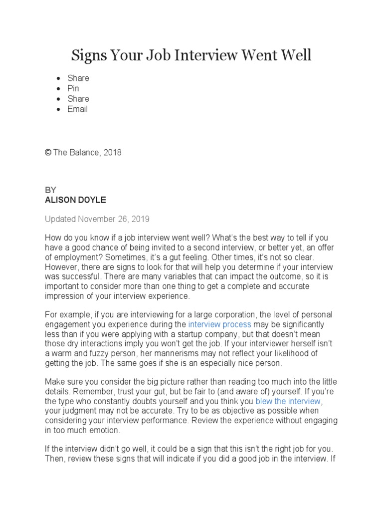 Signs Your Job Interview Went Well | PDF | Job Interview | Interview