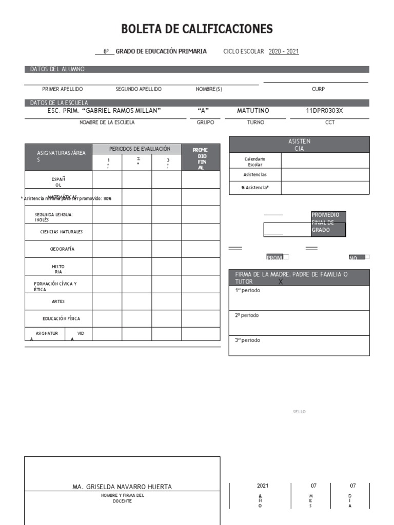 Boleta de Calificaciones Originales | PDF