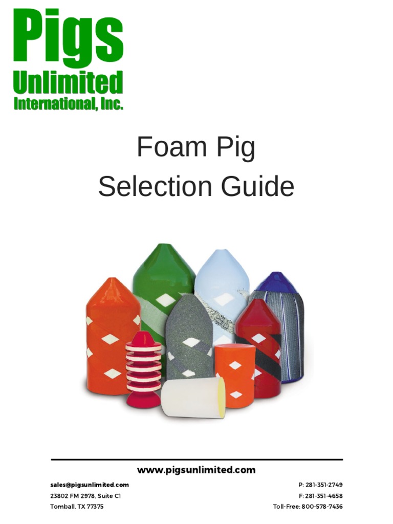 Foam Pig Selection Guide | PDF | Polyurethane | Pipe (Fluid Conveyance)