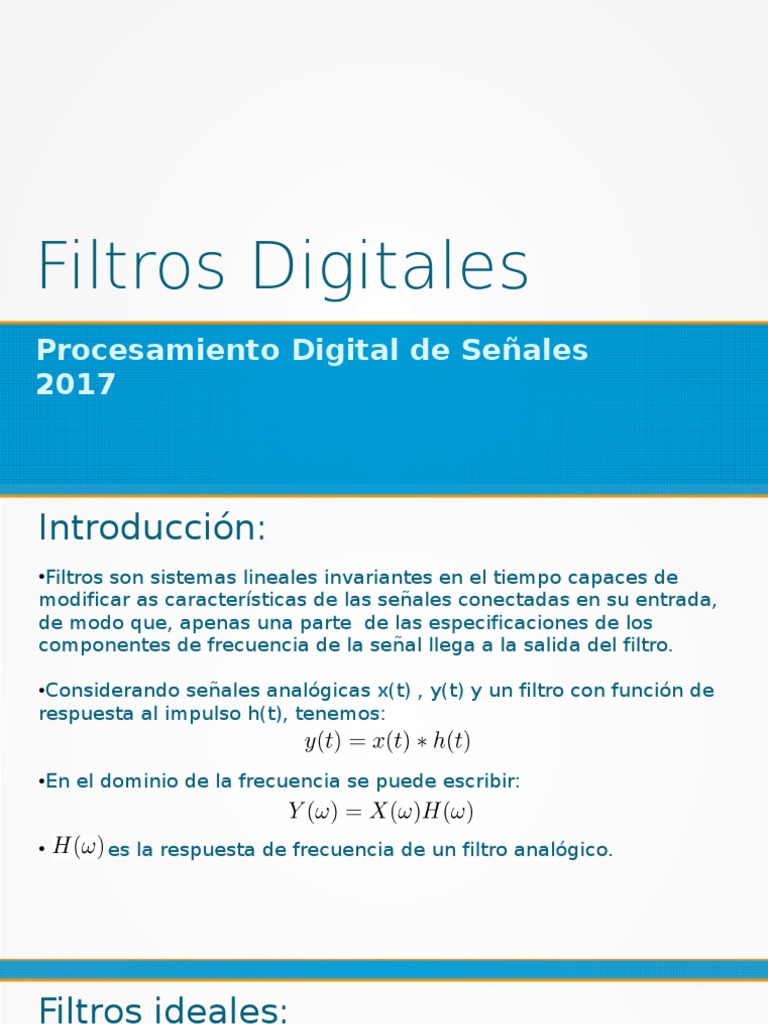 Tipos y Diseño de Filtros Digitales | PDF | Filtro electronico ...