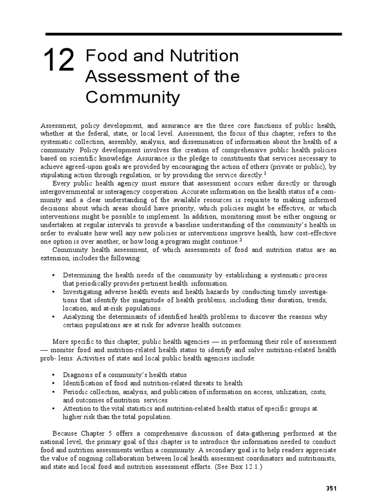 Food and Nutrition Assessment of The Community | PDF | Survey ...
