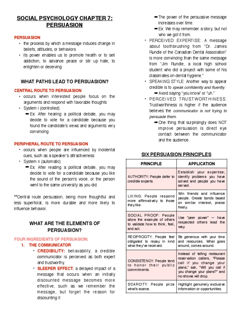 Soc Psy Chapter 7 | PDF | Persuasion | Attitude (Psychology)