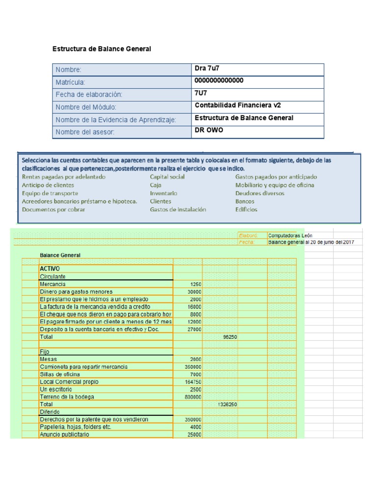 Balance - Estructura de Balance General - Uveg | PDF