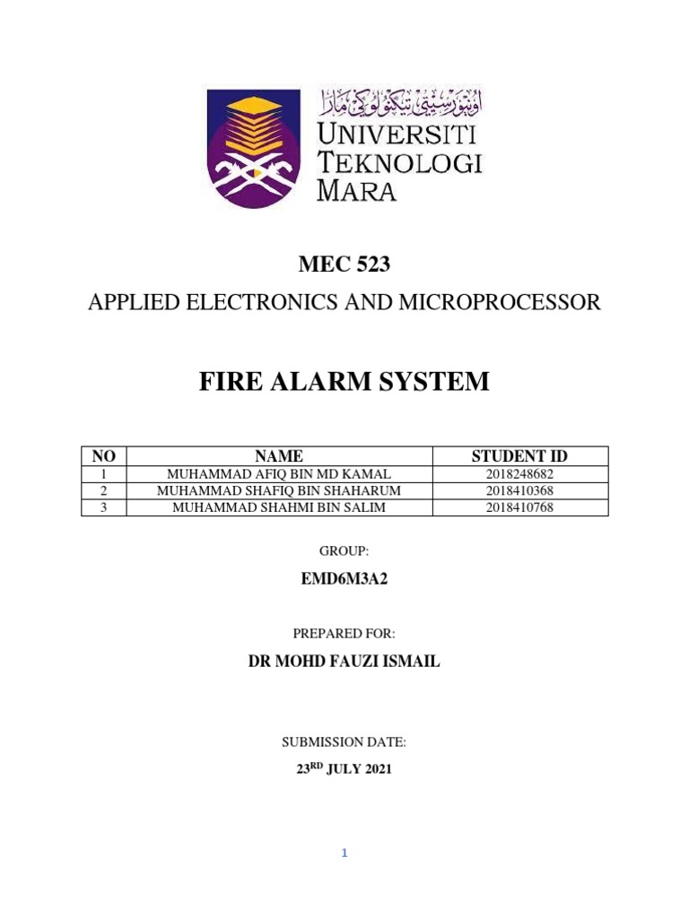 MEC 523 (Fire Alarm System) Mini Project Report | PDF | Arduino ...
