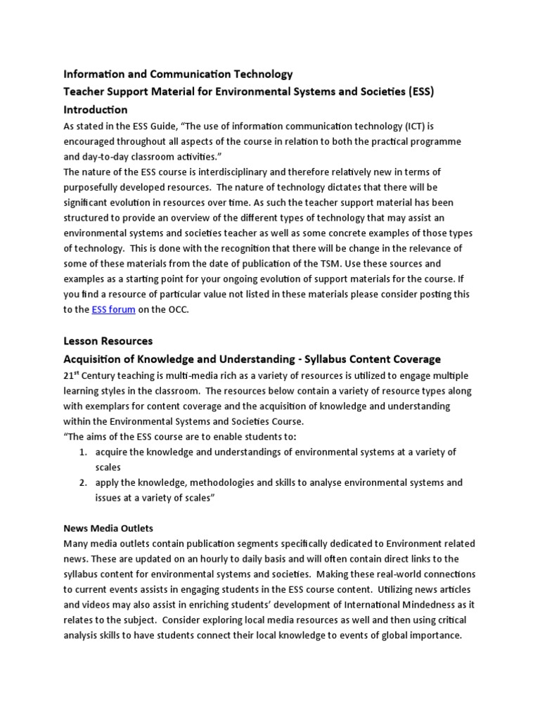 ESS - Technology Teacher Support Material | Download Free PDF ...