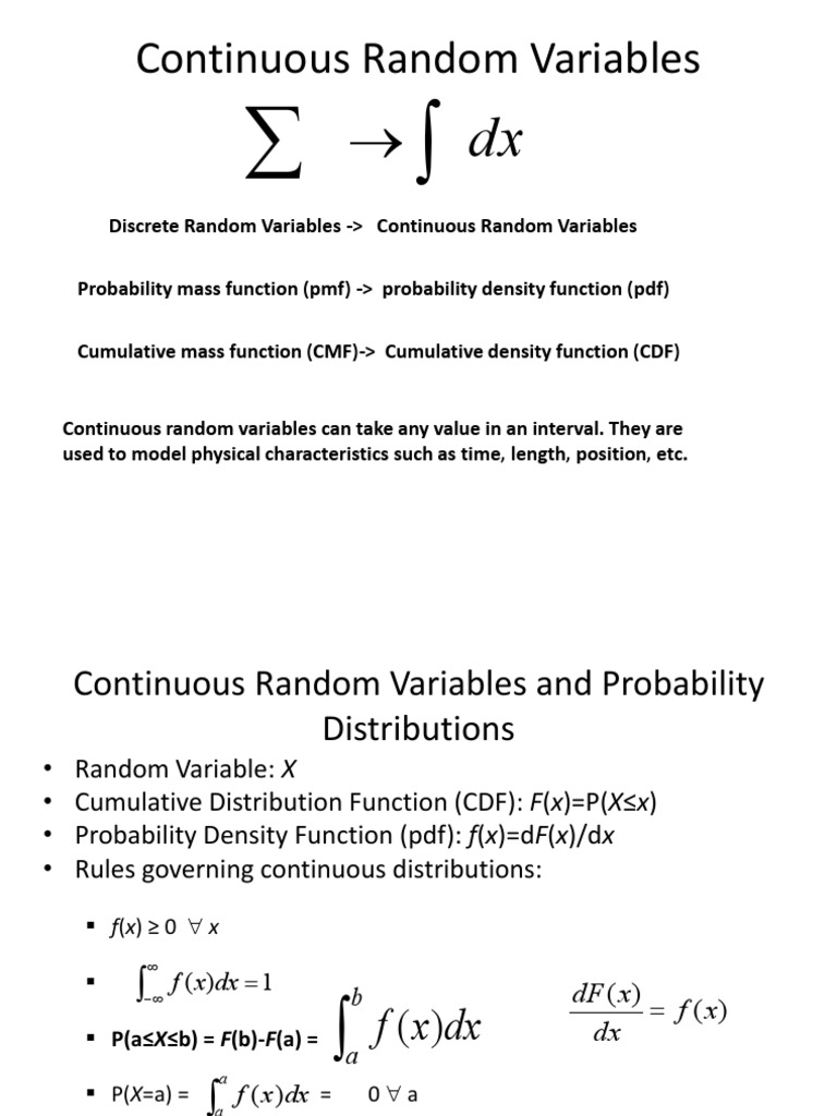 Continuous Random Variables | PDF | Probability Distribution | Probability Density Function