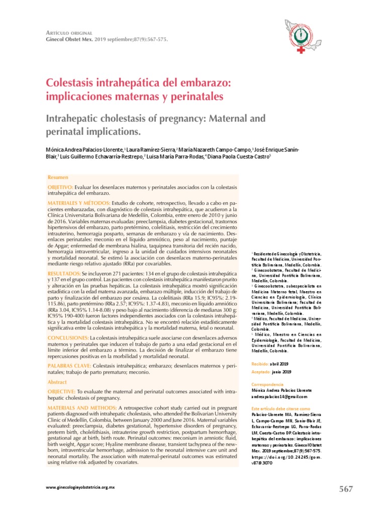 Colestasis Intrahepática en el Embarazo | PDF | Parto | Parto prematuro