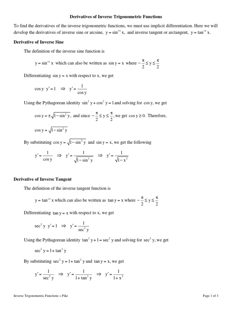 Inverse Trig Functions | PDF | Trigonometric Functions | Sine