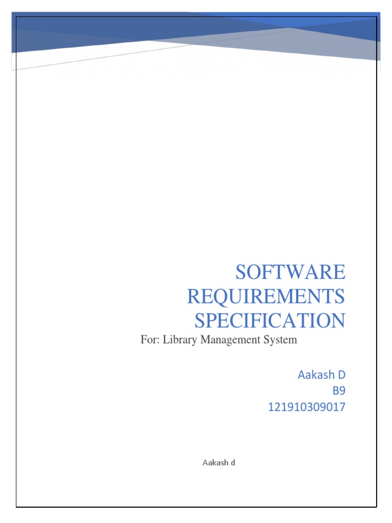 Software Requirements Specification: For: Library Management System ...