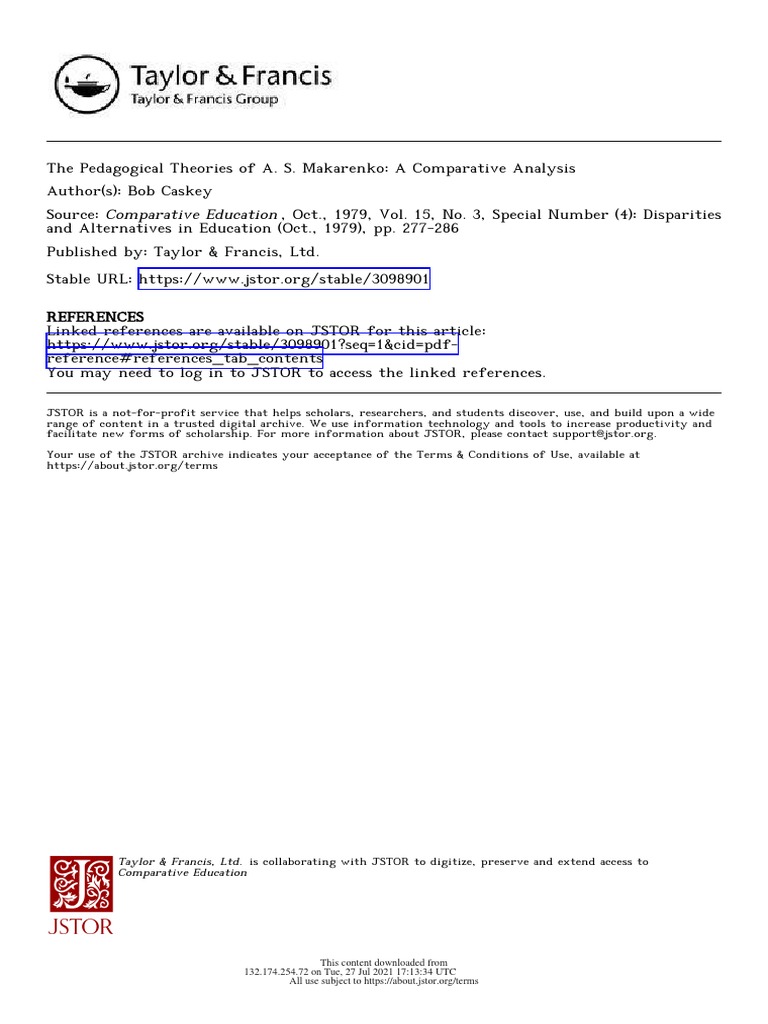 Caskey, The Pedagogical Theories of A S Makarenko, CE, 1979 | PDF ...